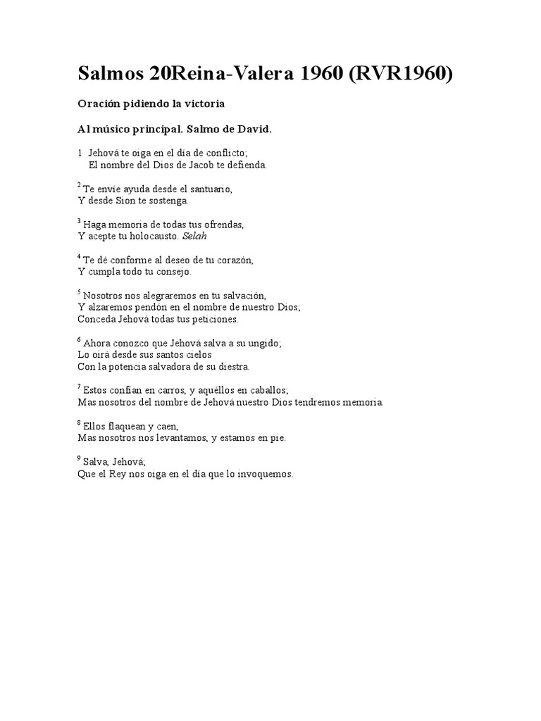 Salmos 20 - RVR1960 | PDF