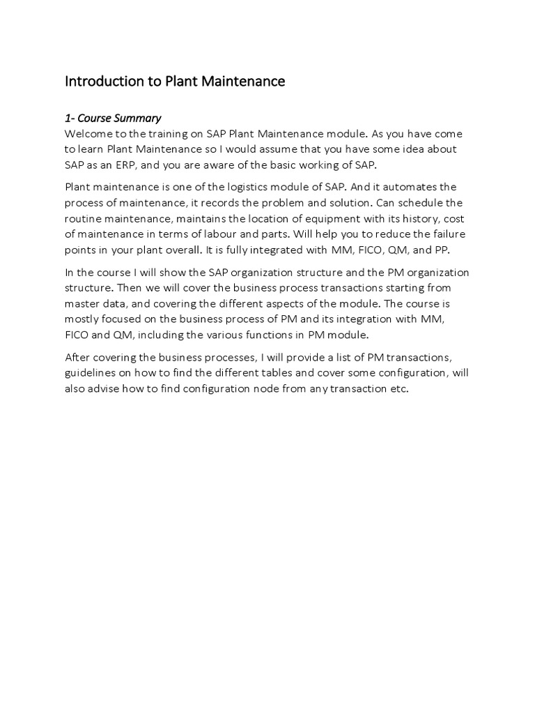 1 Introduction To Plant Maintenance PDF | PDF | Systems Science ...