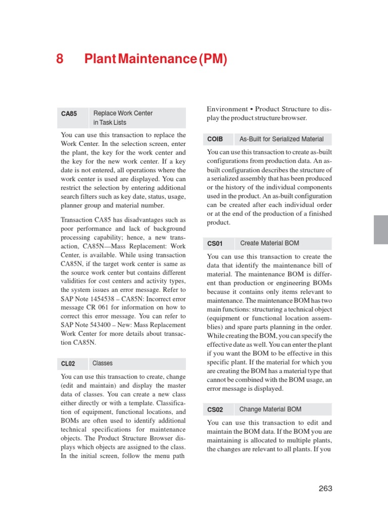 SAP PM Transaction Codes With Explanations PDF | PDF | Menu (Computing ...