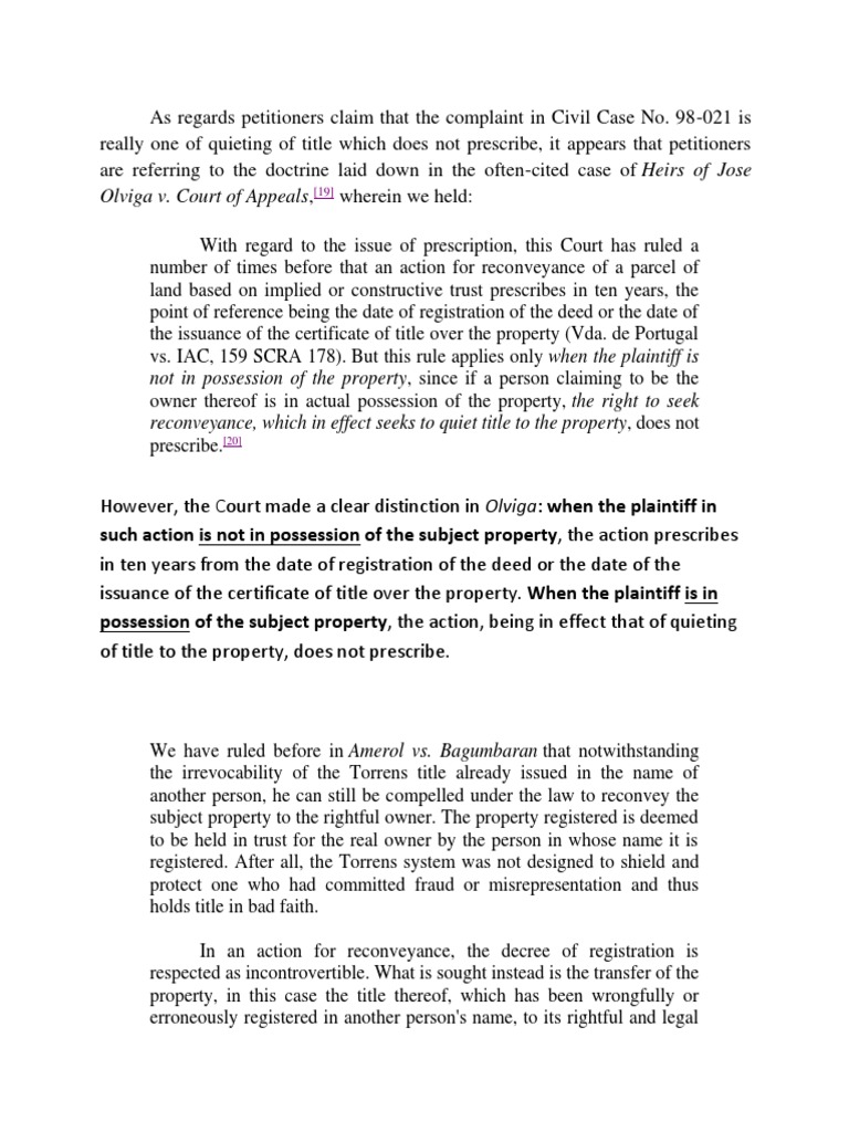 Action For Reconveyance | Download Free PDF | Pleading | Complaint