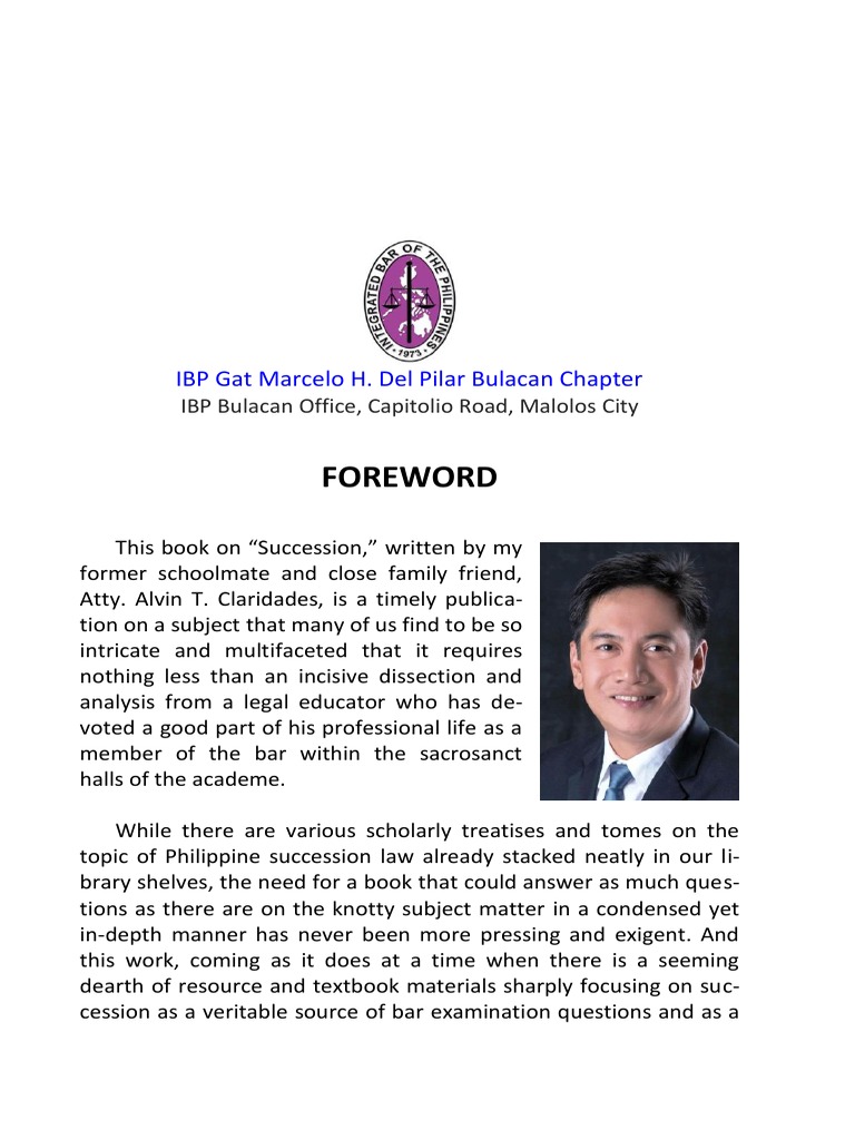 Foreword On Succession: An Incisive Disquisition by Atty. Anselmo C ...
