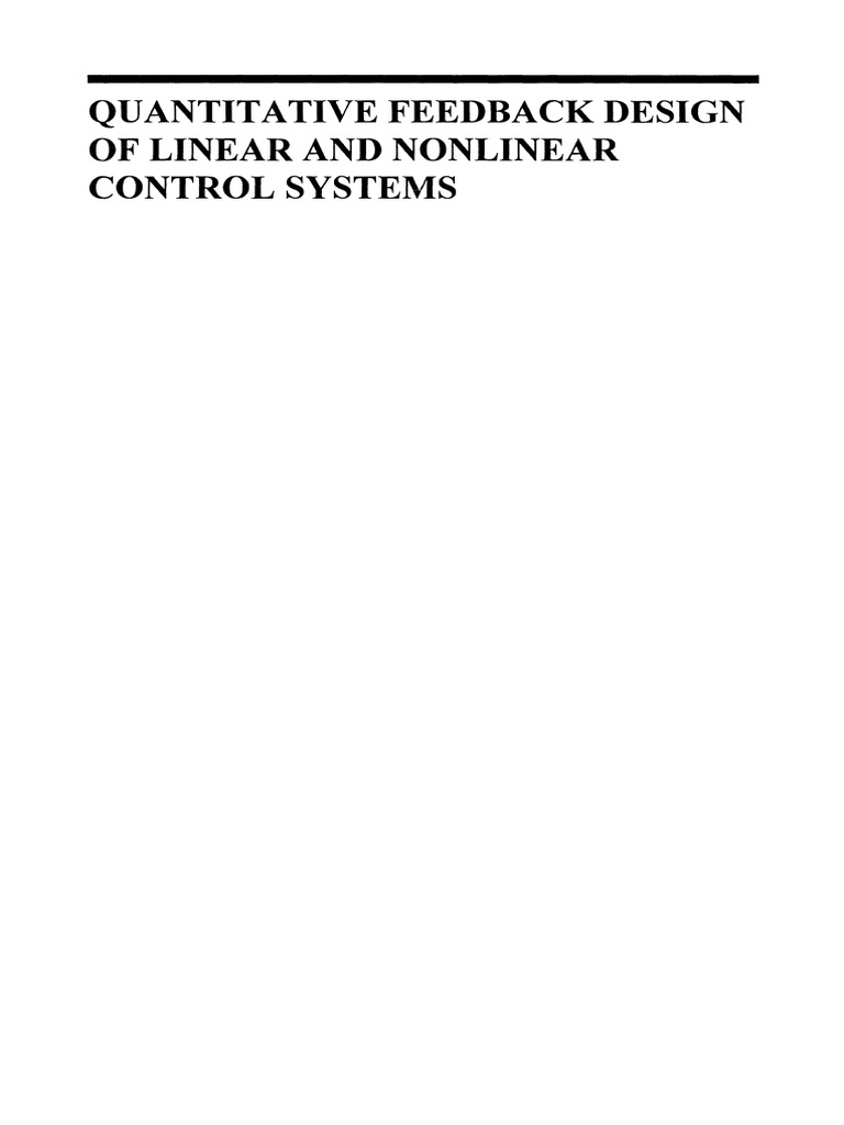 Oded Yaniv Auth. Quantitative Feedback Design of Linear and Nonlinear Control Systems | PDF ...