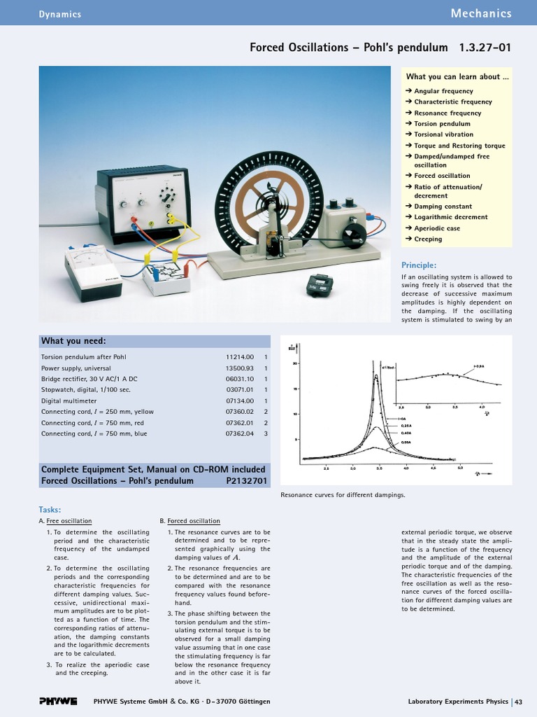 Forced Oscillations - Pohl's Pendulum | PDF | Resonance | Amplitude