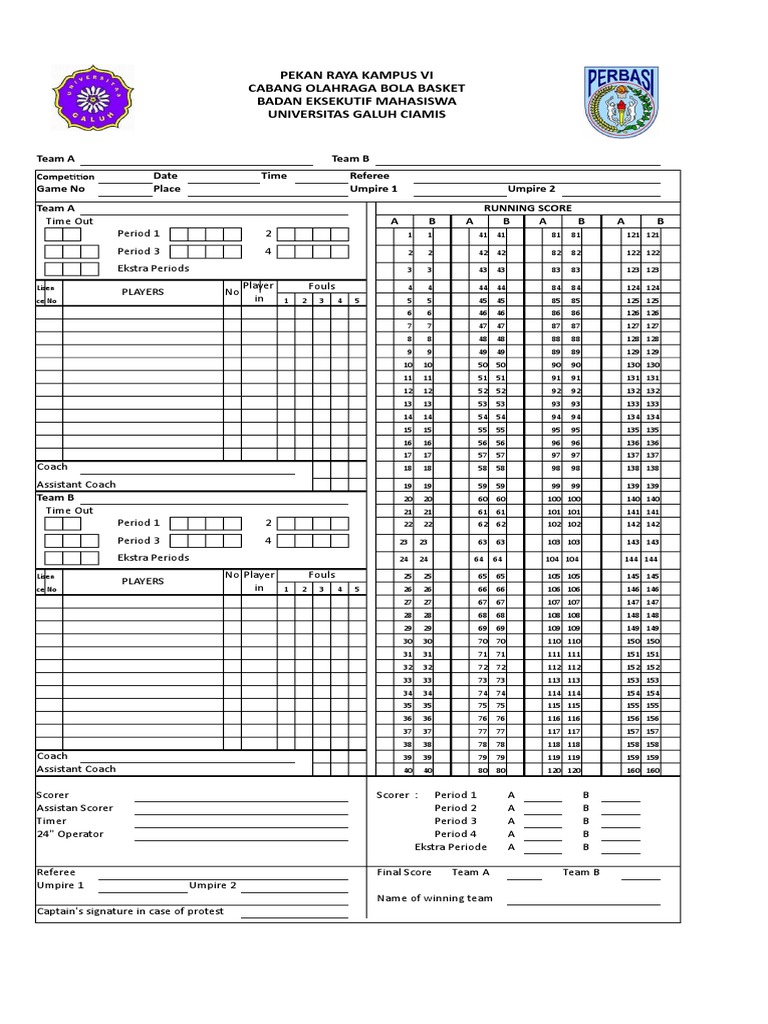 Scoring Sheet 1 | PDF | Referee | Sports