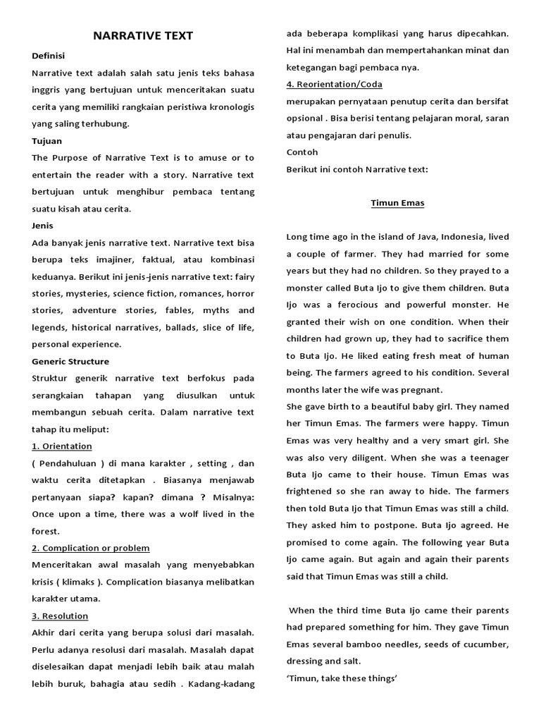 Jenis dan Contoh Narrative Text | PDF | Pertanian | Tanaman