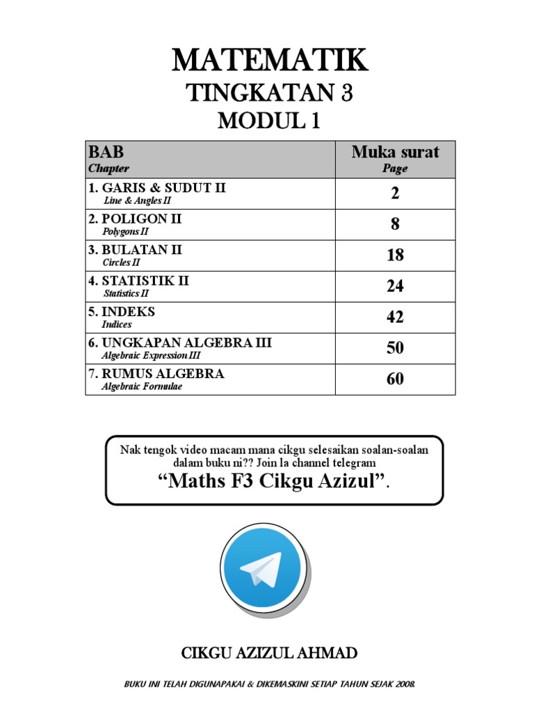 Buku Matematik f3 Modul 1 2016 | PDF