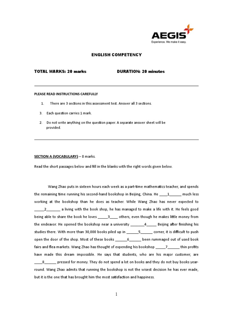 English Assessment | PDF