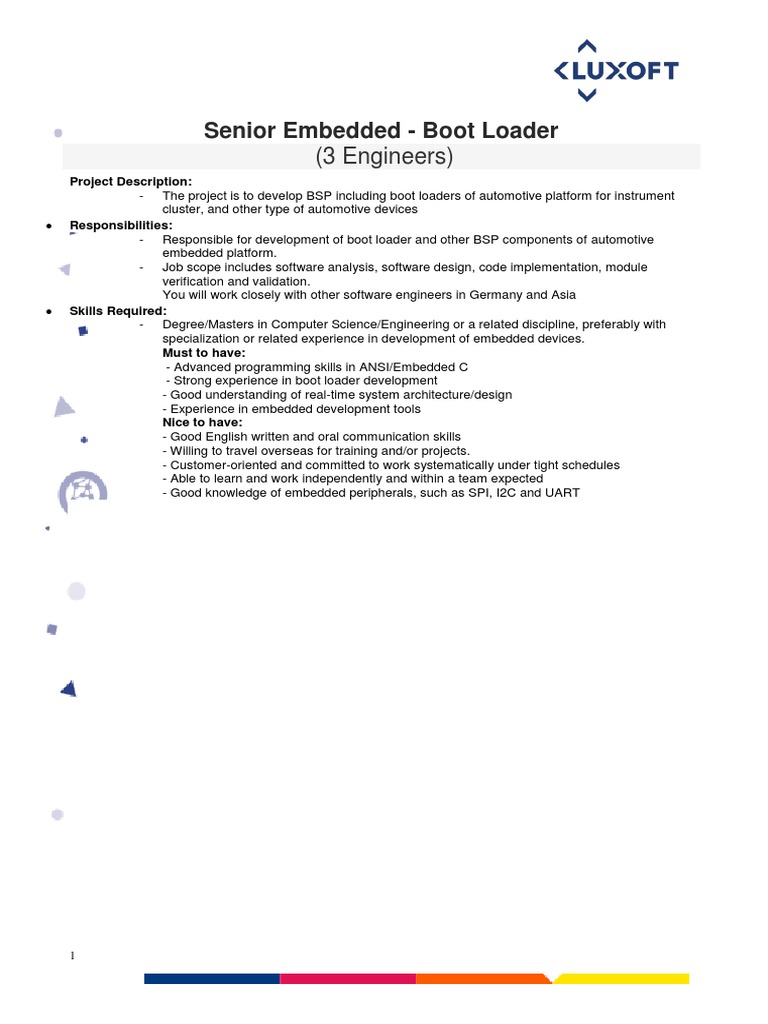 Senior Embedded - Boot Loader: (3 Engineers) | PDF