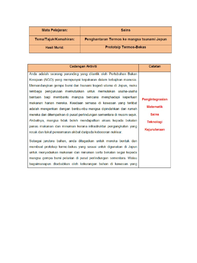 Contoh Aktiviti Stem | PDF