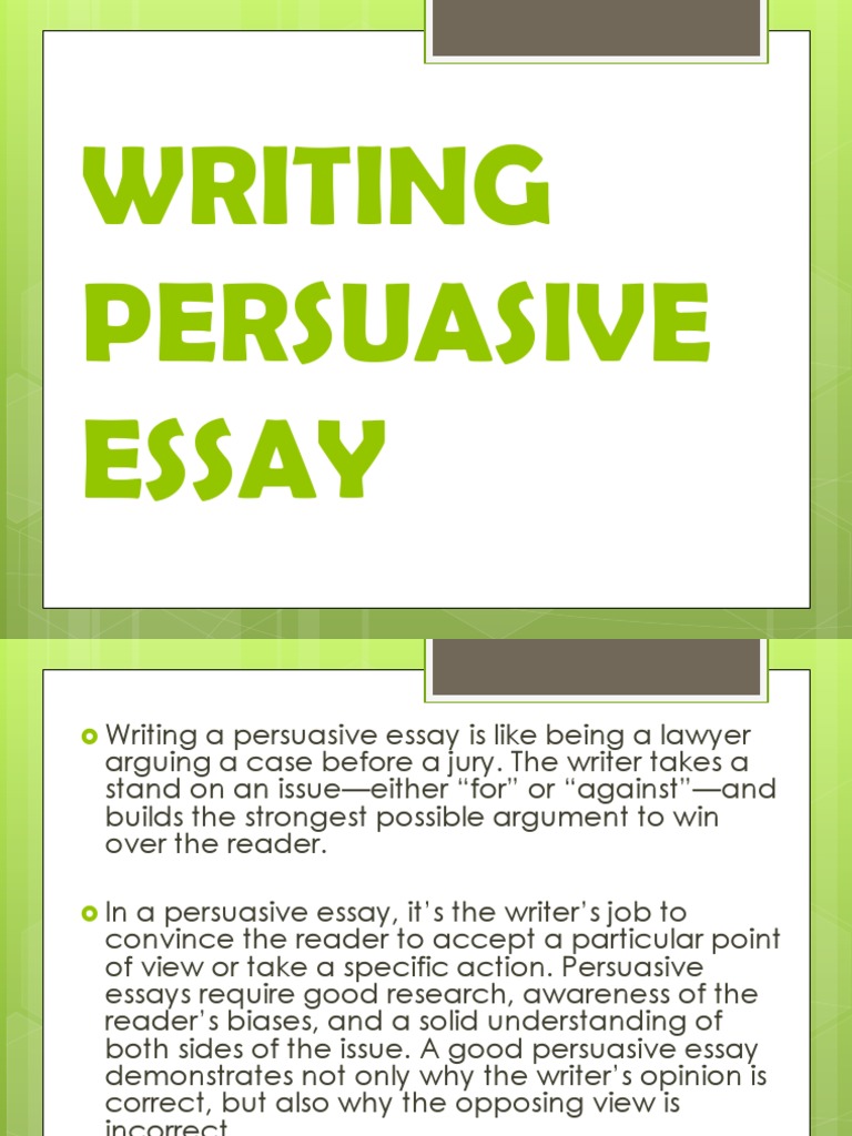 Guide to Writing Persuasive Essays | PDF | Essays | Persuasion