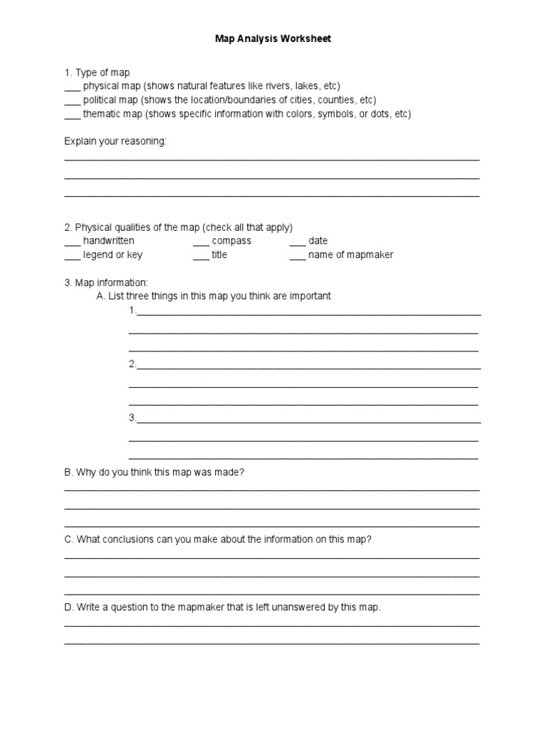Map Analysis Worksheet Template | PDF | Finance & Money Management