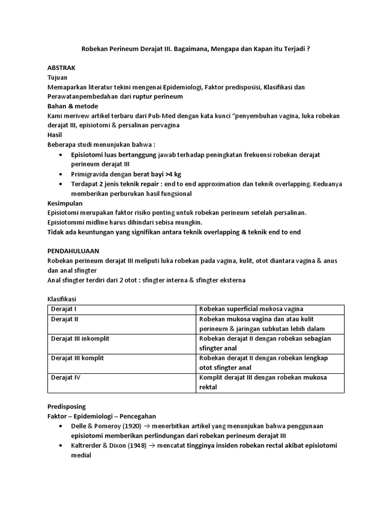 Robekan Perineum Derajat III | PDF