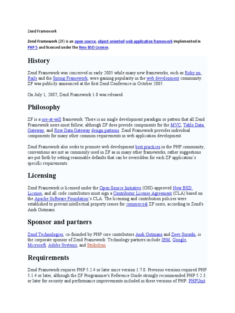 Zend Framework | PDF | Computing | Php
