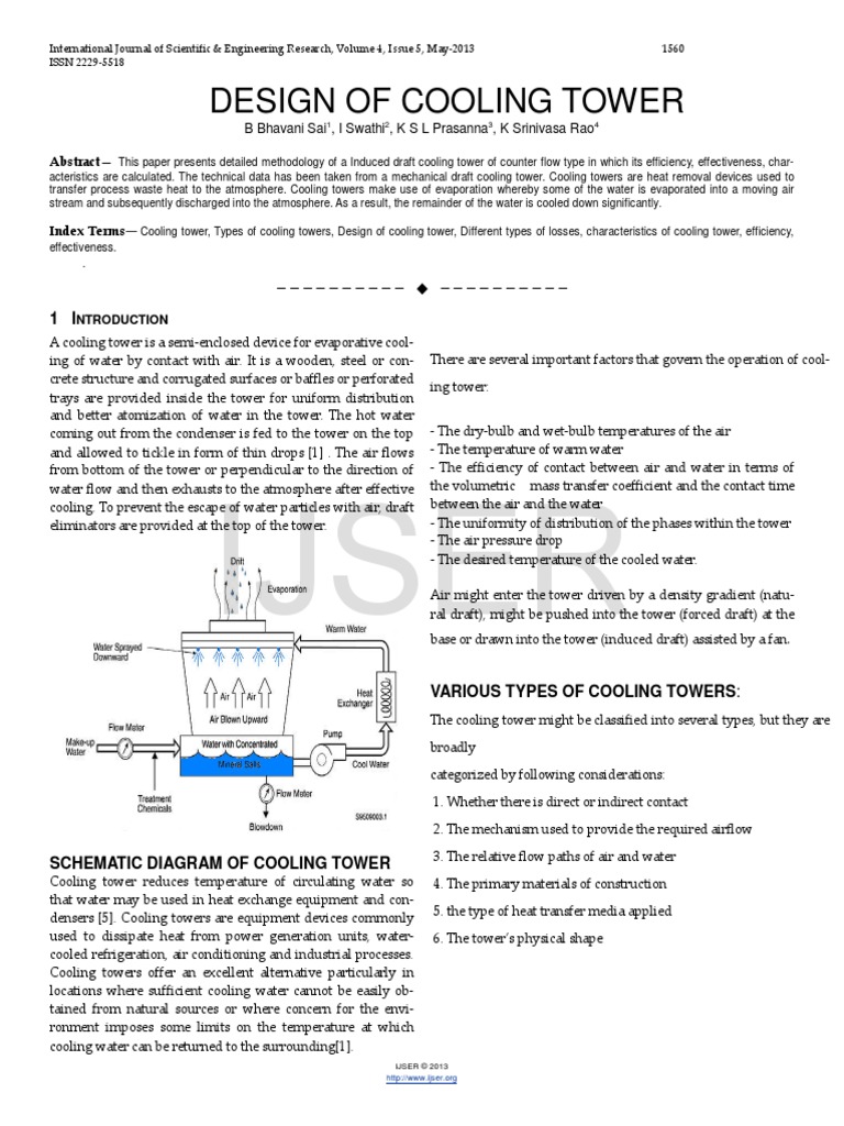 Design of Cooling Tower | PDF | Refrigeration | Heat Transfer