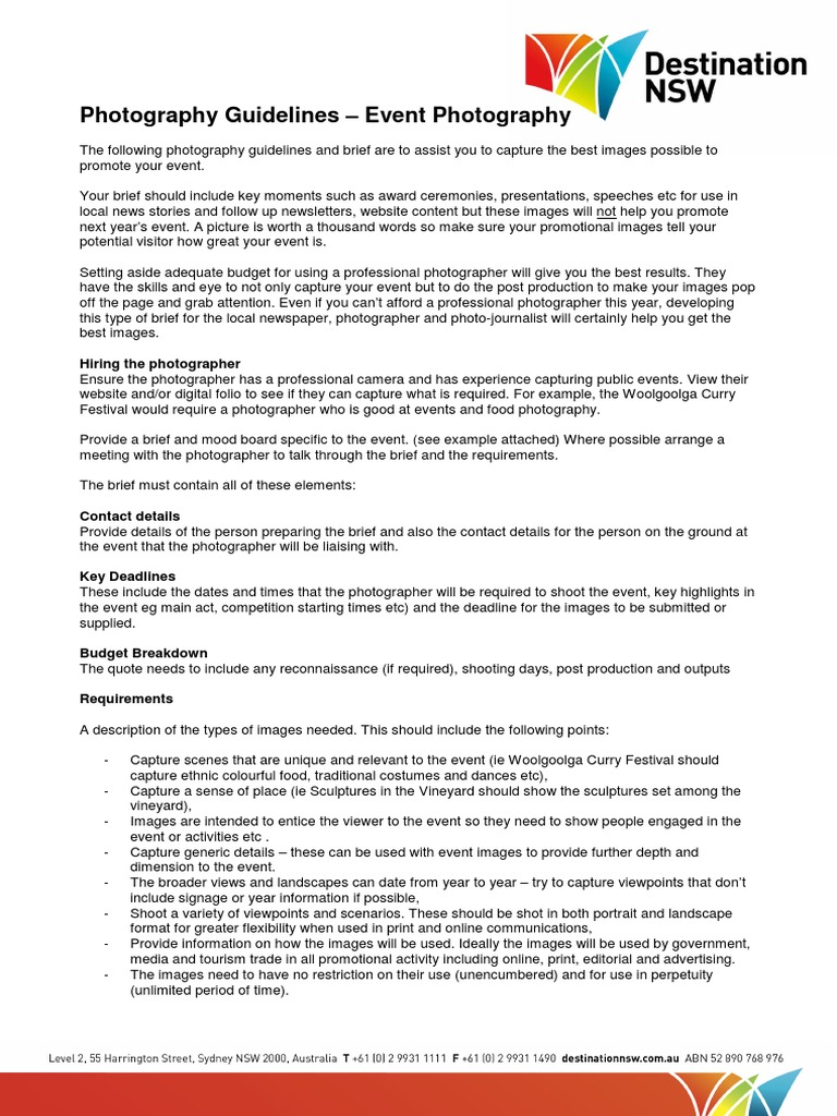 Event Photography Guidelines | PDF | Art Media | Communication Design