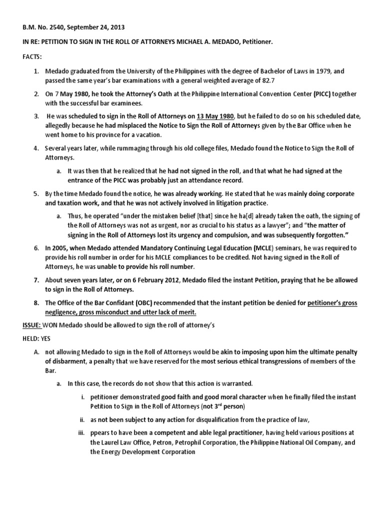 Medado Case Digest | PDF | Practice Of Law | Lawyer