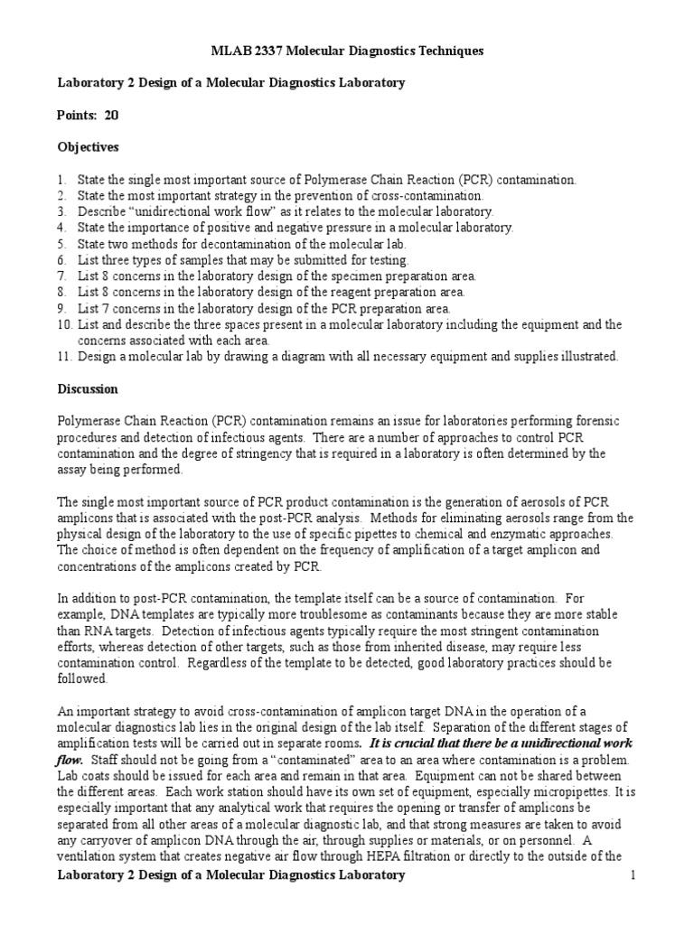 Molecular Lab Design Guide | PDF | Amplicon | Polymerase Chain Reaction