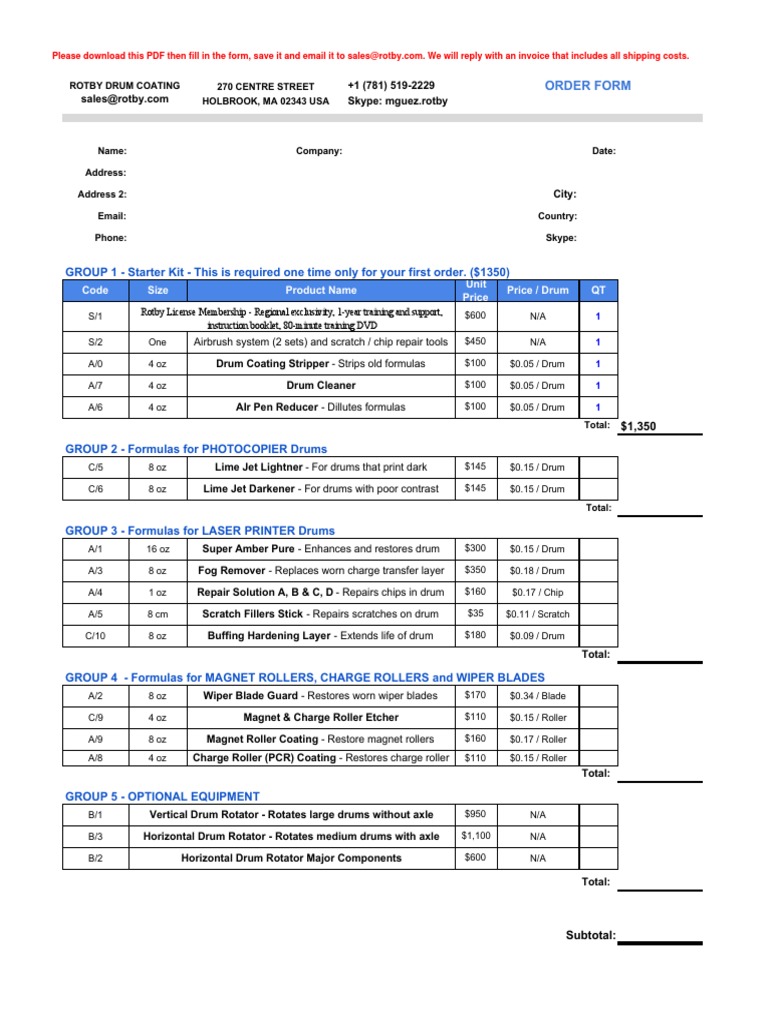 Rotby Order Form | PDF | Media Technology | Computing And Information ...