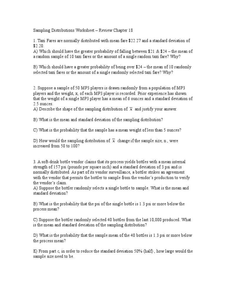 Sampling Distributions | PDF | Standard Deviation | Mean