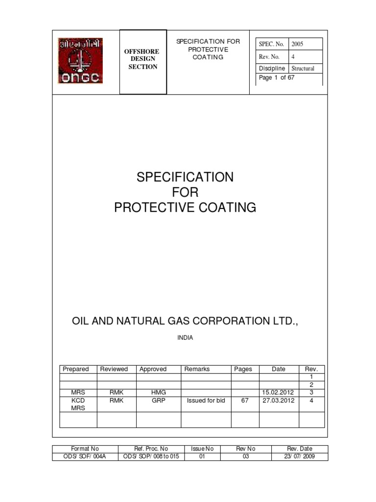 Offshore Protective Coating Specification | PDF | Corrosion ...