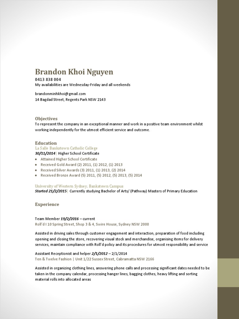 Brandon Nguyen's Professional Resume | PDF