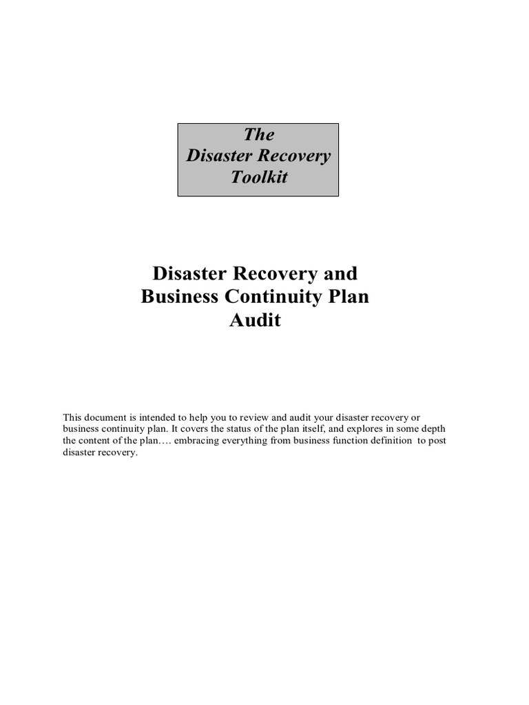 DRP Toolkit - DRP and BCP Audit PDF | PDF