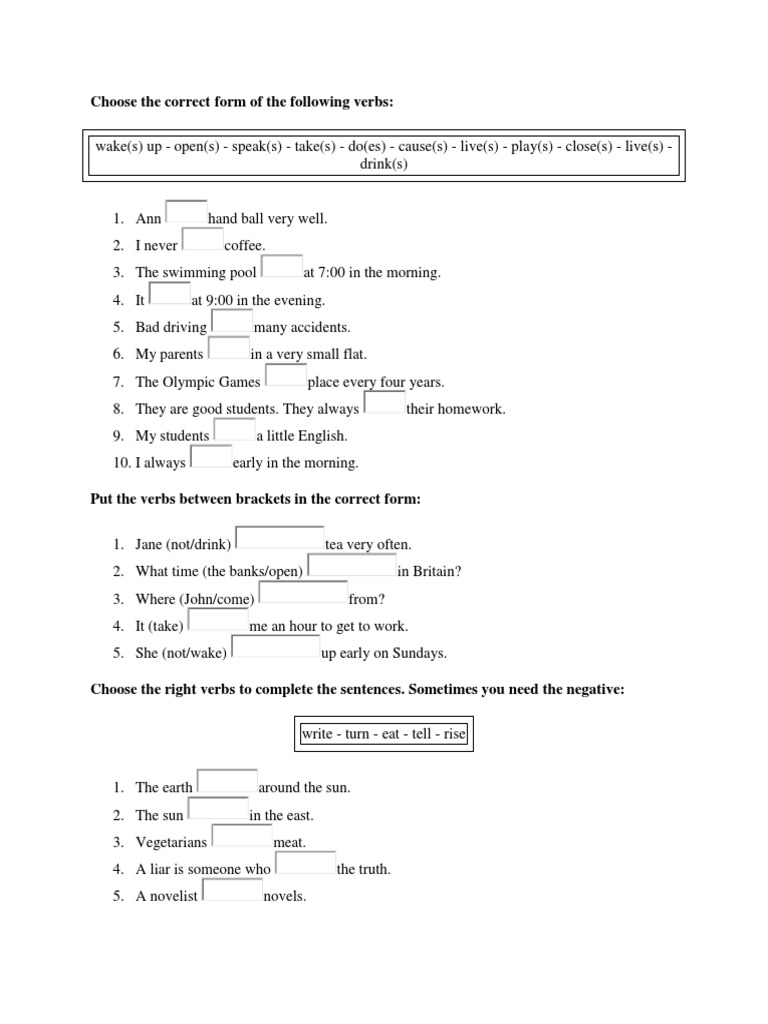 Correct Verb Forms Exercise | PDF | Language Mechanics | Languages