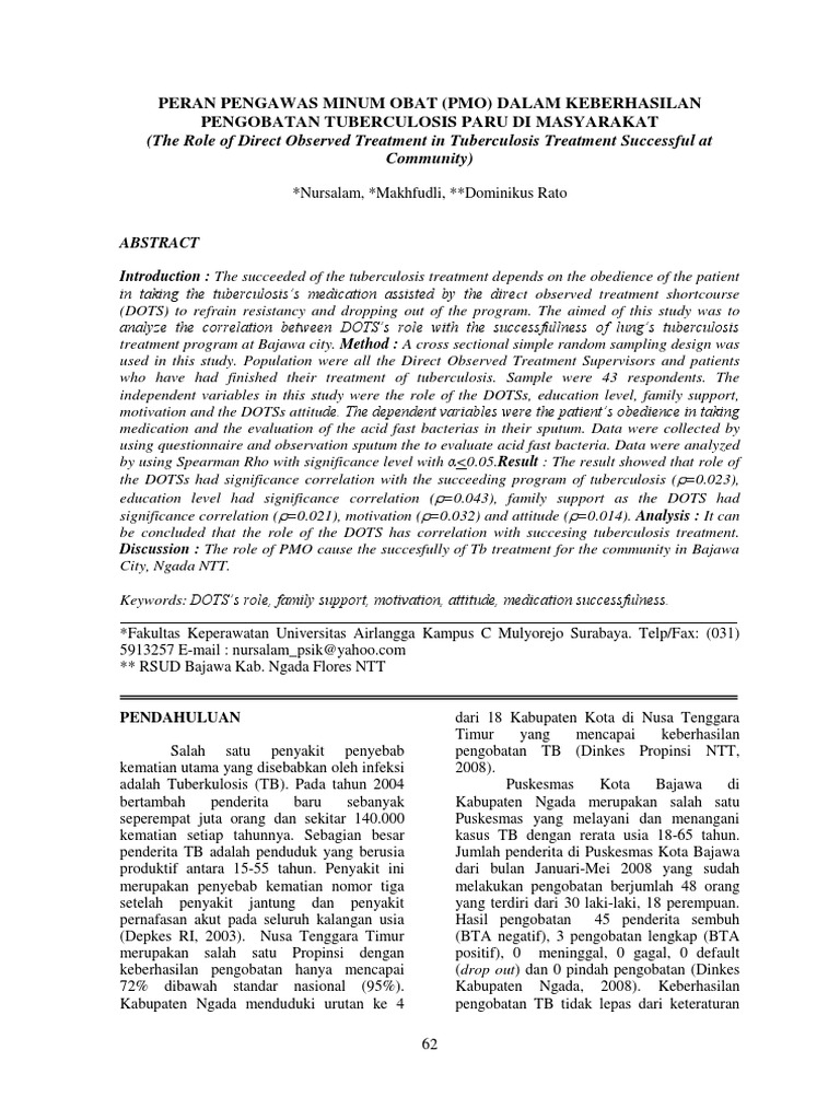 The Role of Direct Observed Treatment in Tuberculosis Treatment ...