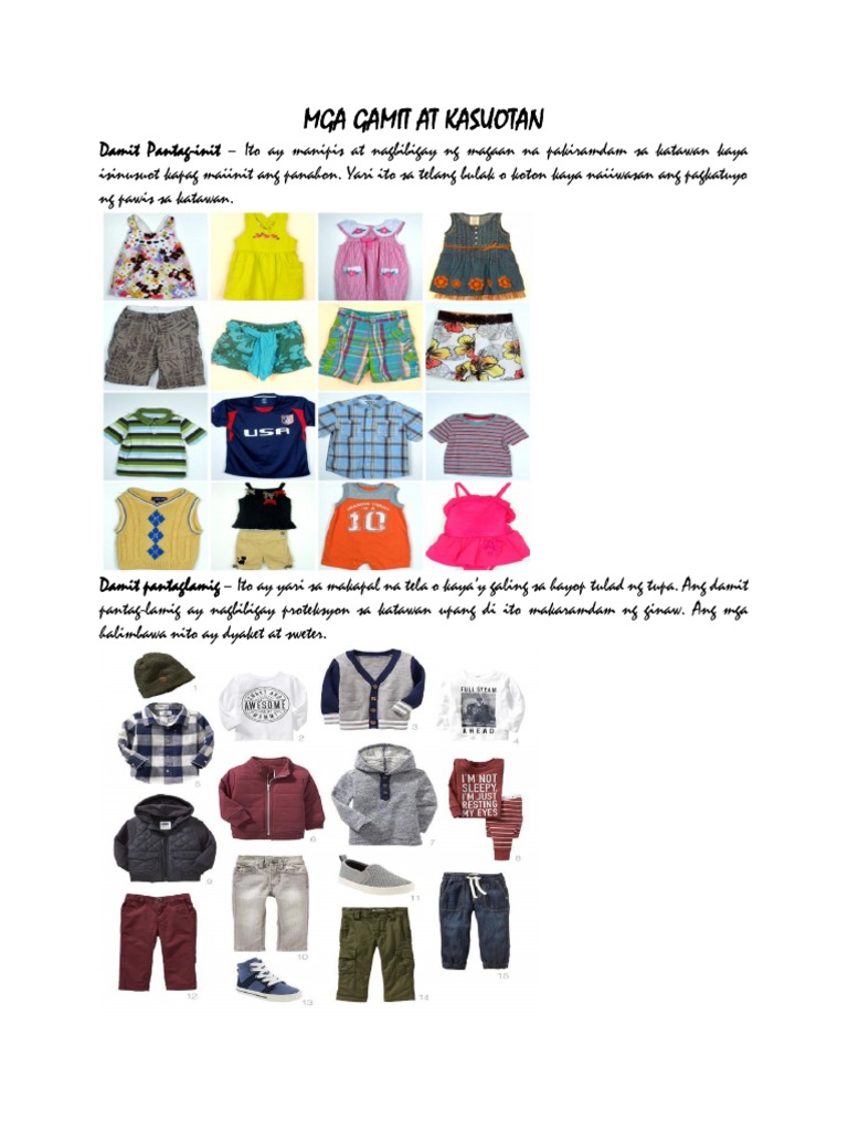 Mga Gamit at Kasuotan | PDF