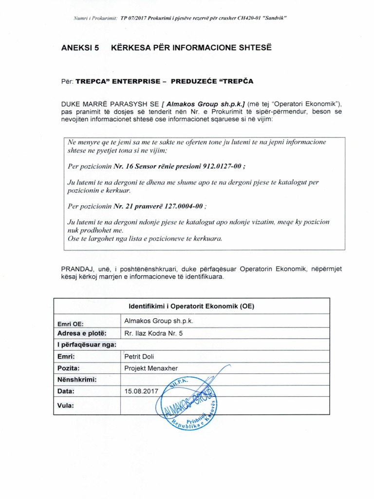 Kërkesat Për Shtesë Në DT - Kerkese Per Sqarim 1 | PDF