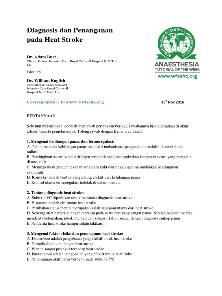 Diagnosis Dan Penanganan Pada Heat Stroke | PDF