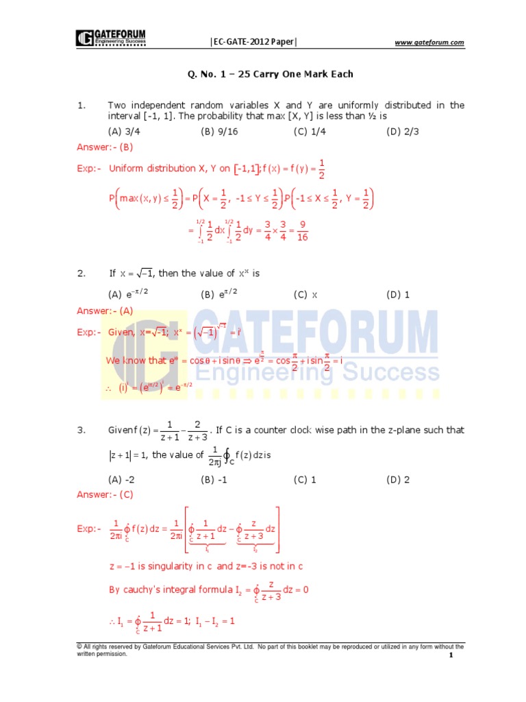 Ece Gate 2012 | PDF | Teaching Mathematics | Theoretical Physics