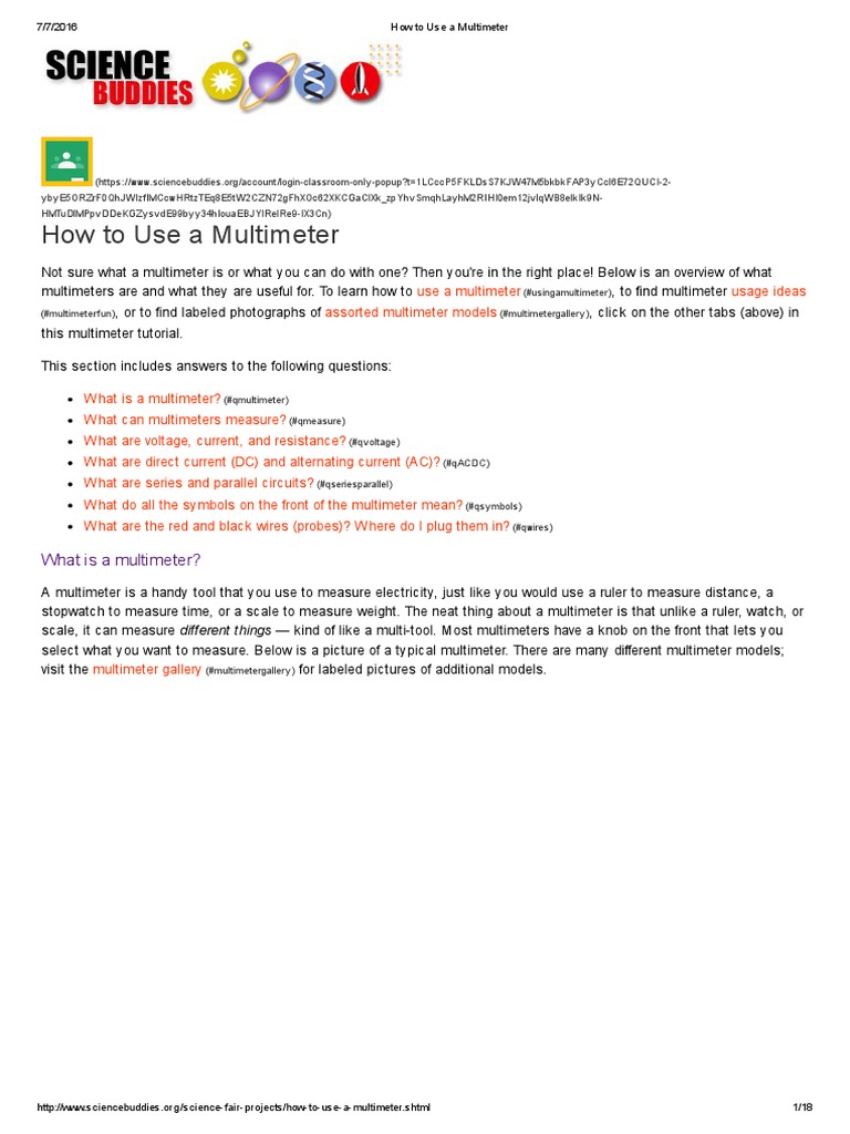 How To Use A Multimeter | PDF | Electric Current | Volt