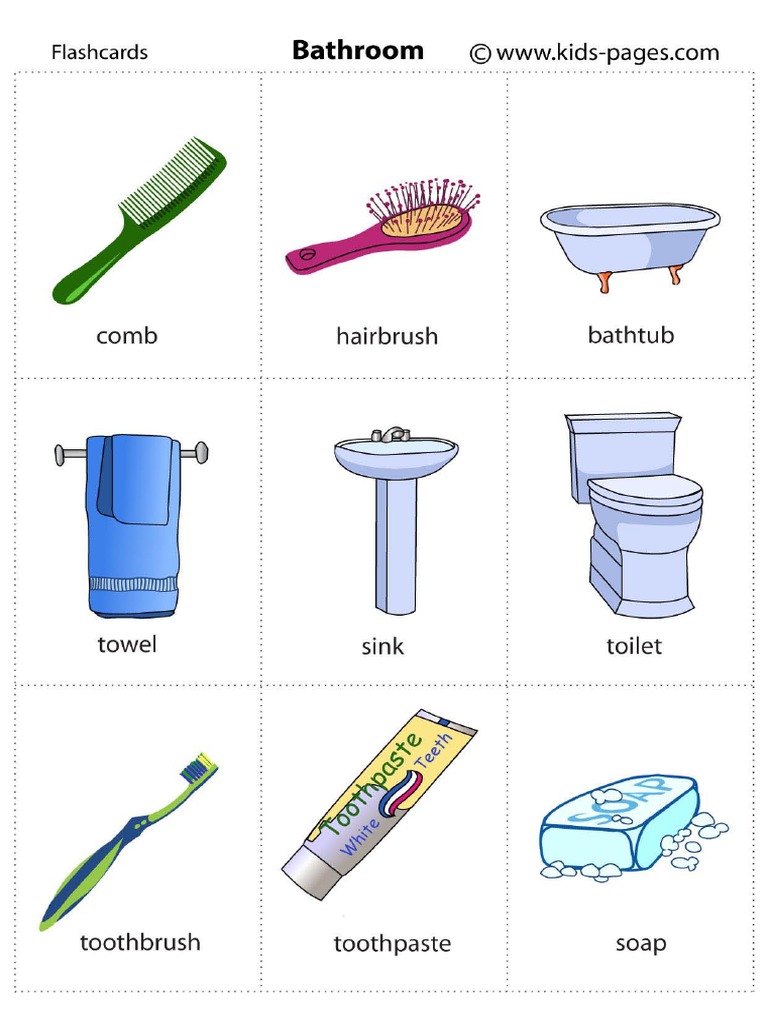 Bathroom Vocabulary FLASHCARDS PDF | PDF
