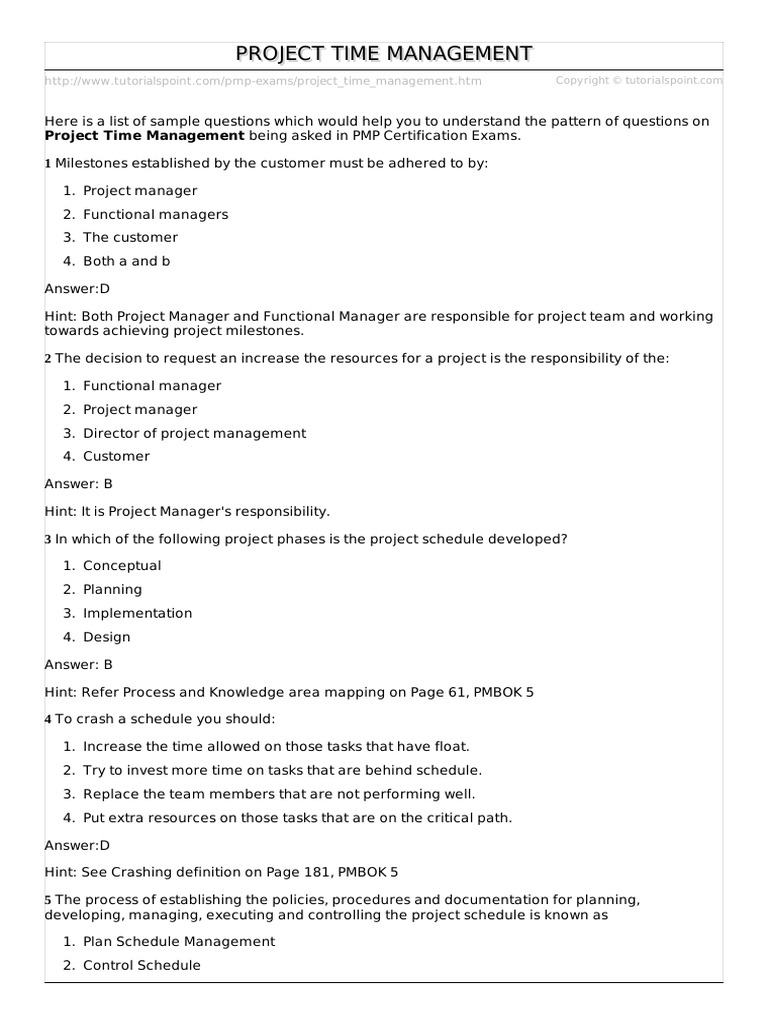 6.project Time Management PDF | PDF | Project Management | Leadership