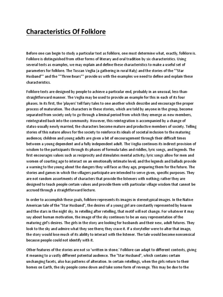 Six Key Characteristics of Folklore | PDF | Folklore | Storytelling