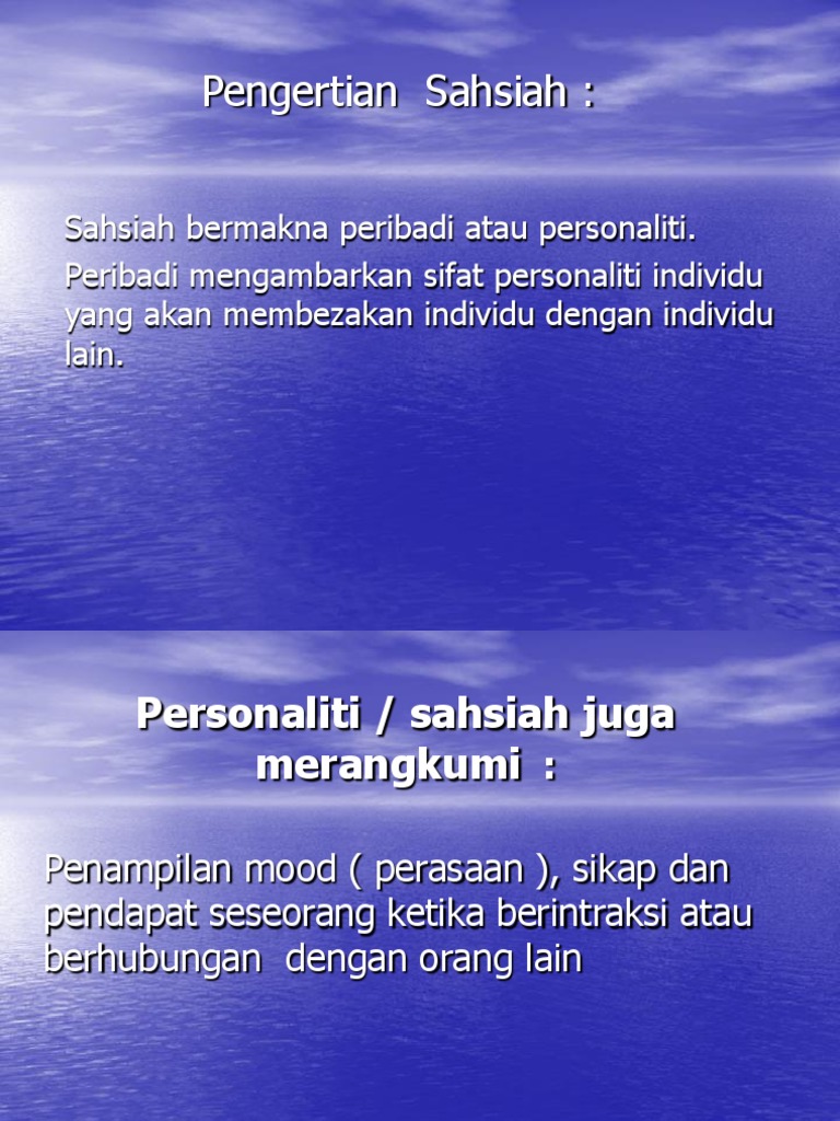 1-Pengertian Personaliti Dan Sahsiah Merangkumi | PDF