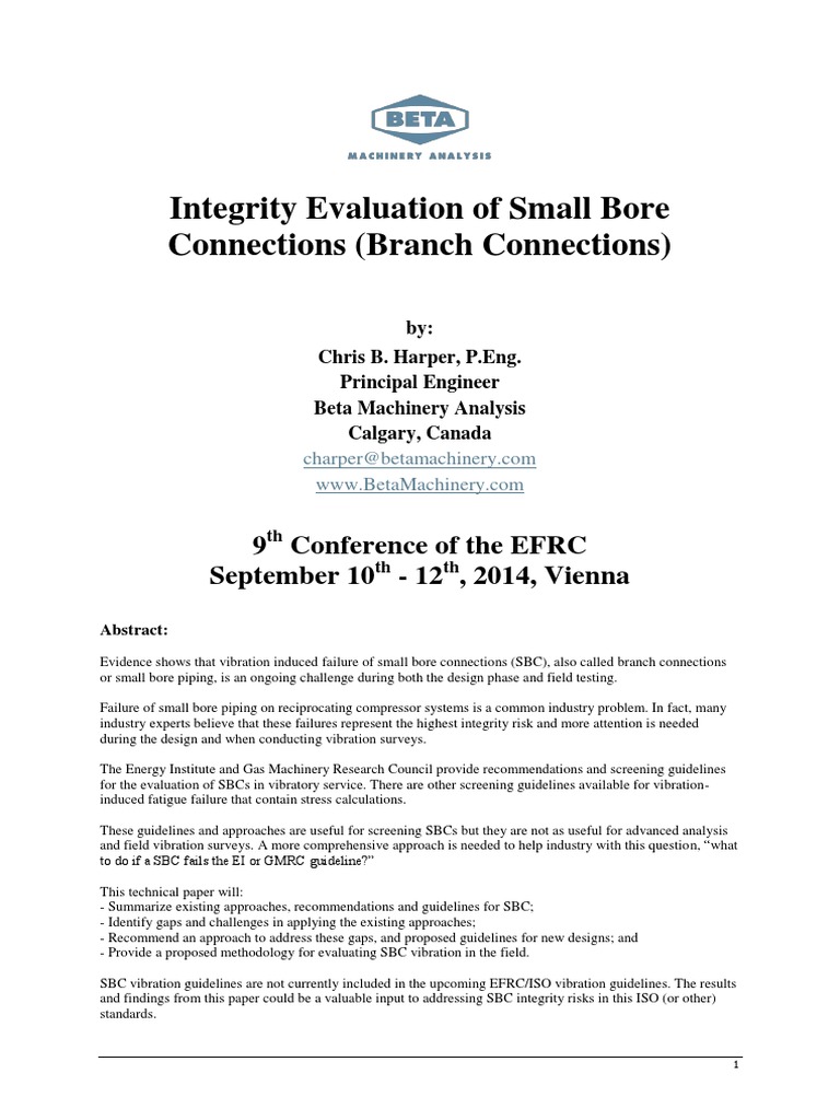 Integrity Evaluation of Small Bore Connections (Branch Connections) PDF ...