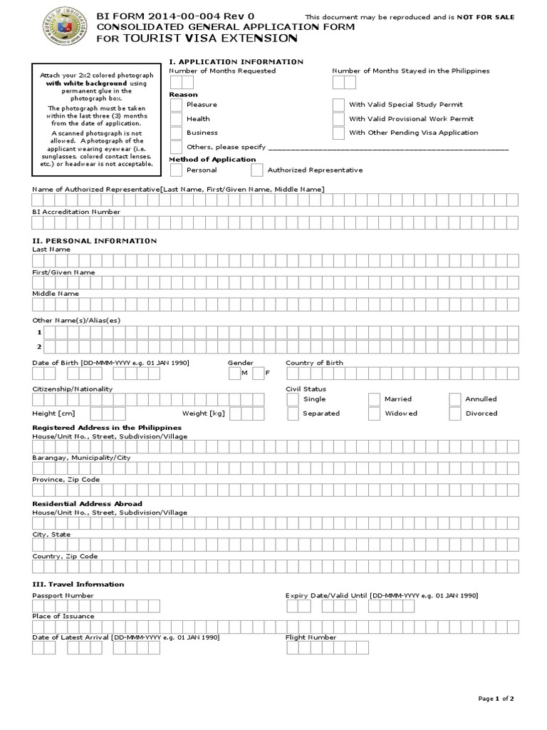 CGAF For Tourist Visa Extension PDF | PDF | Travel Visa | Official ...
