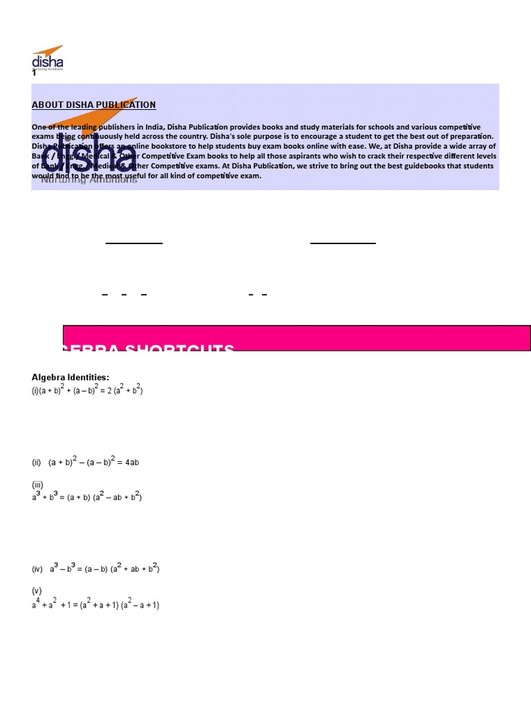 Algebra Shortcuts | PDF | Mathematical Analysis | Geometry