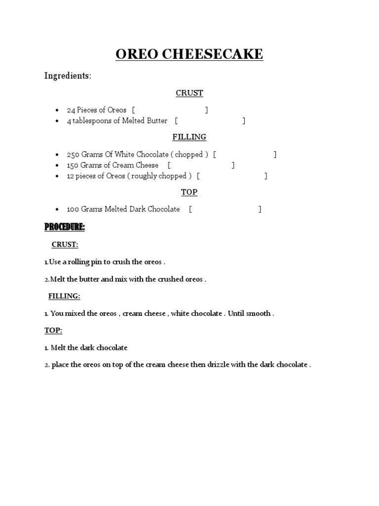 Oreo Cheesecake | PDF