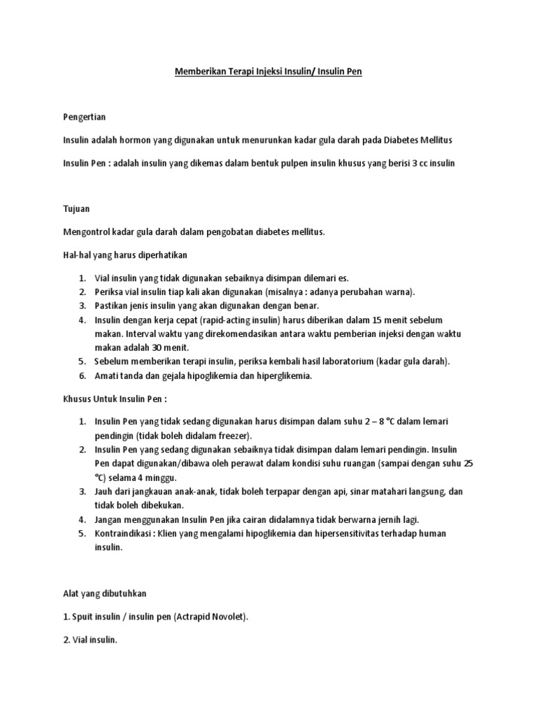SOP Terapi Injeksi Insulin | PDF