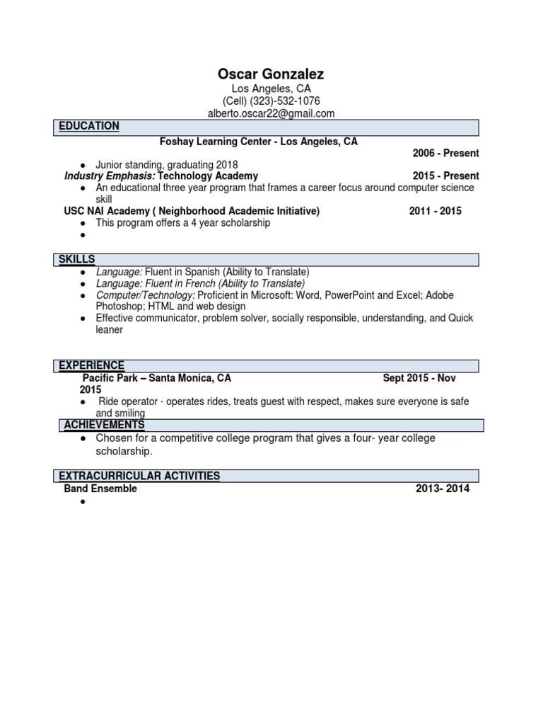 Oscar Resume | PDF | Career & Growth