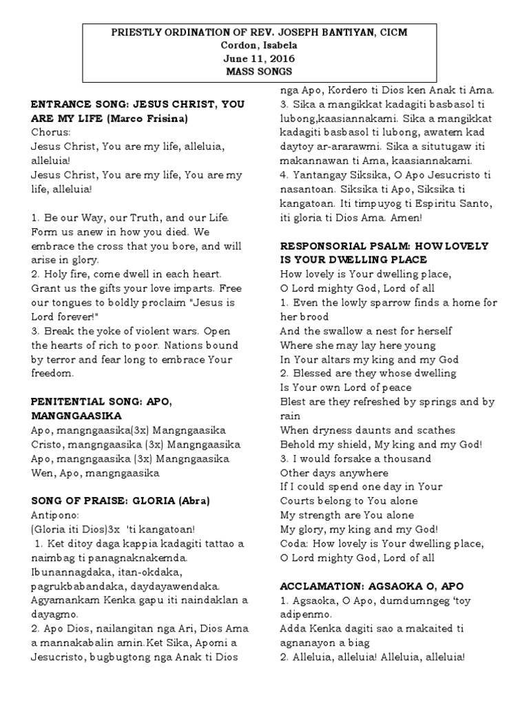 Ordination Songs | PDF | Christian Behaviour And Experience | Christian ...