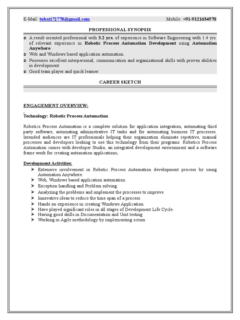 Siva Rpa Resume | PDF | Software Bug | Automation