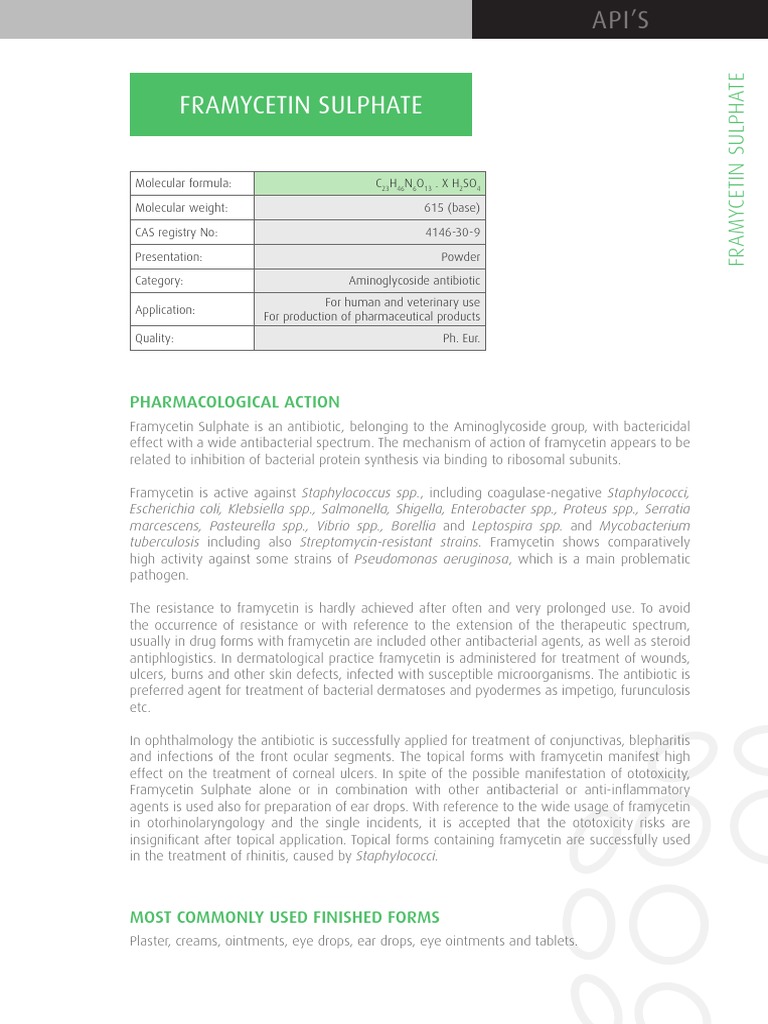 Framycetin Sulphate | PDF | Topical Medication | Antimicrobial Resistance