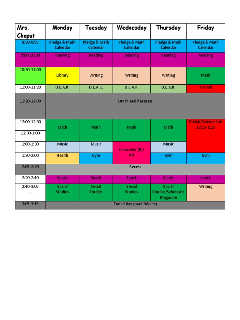 Miss Laber Schedule | PDF
