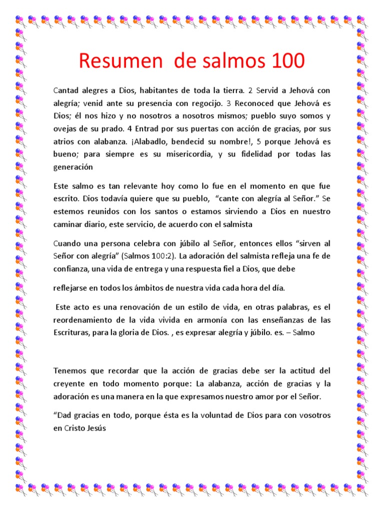 Reflexión y Explicación del Salmo 100 | PDF | Salmos | Dios