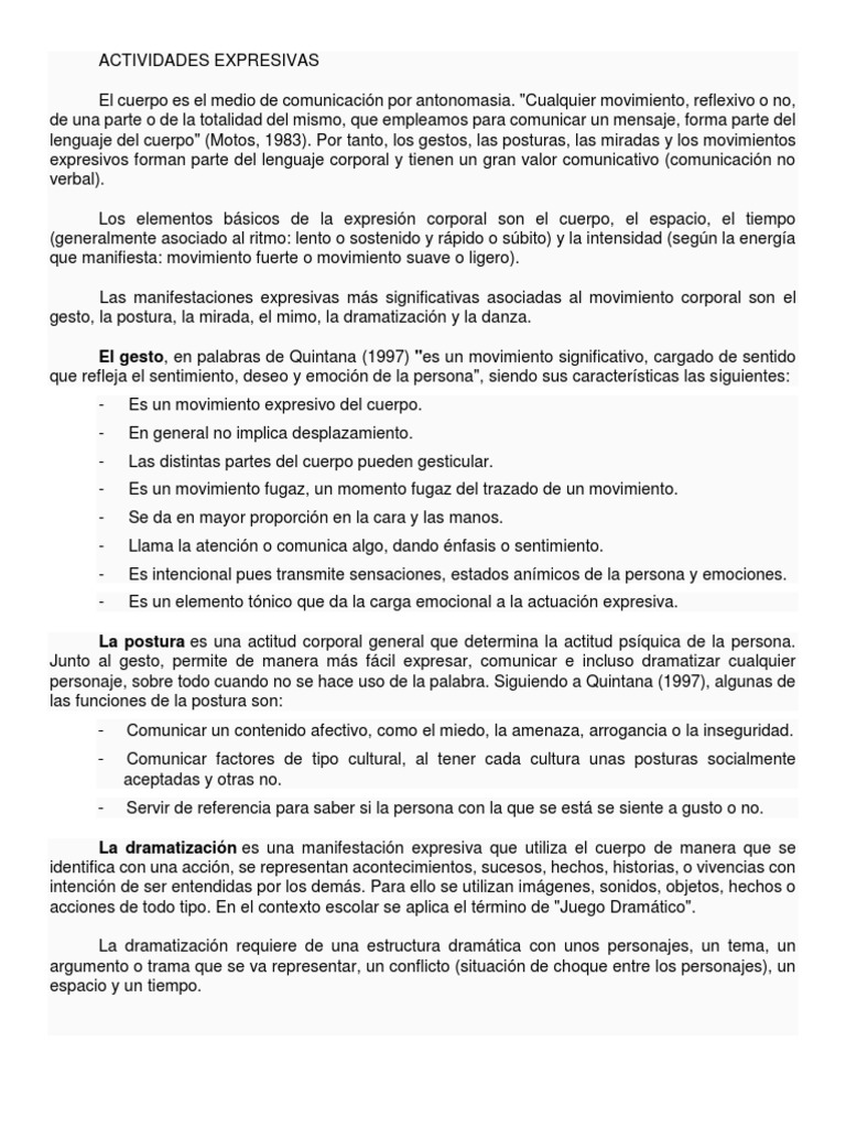Actividades Expresivas | PDF | Bailes | Las emociones