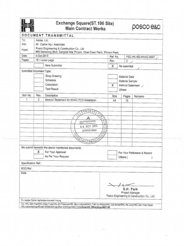 PSC-HK-MS-MVAC-0007 Rev.2 - Method Statement For MVAC FCU Installation ...
